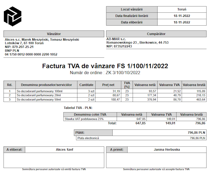Akces Wzorzec wydruku Faktury Sprzedaży w Języku Rumuńskim Subiekt nexo ... Akces Wzorzec wydruku Faktury Sprzedaży w Języku Rumuńskim Subiekt nexo ...