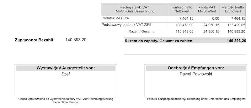 Akces Wzorzec wydruku Faktury Sprzedaży dwujęzyczny polsko - niemiecki ... Akces Wzorzec wydruku Faktury Sprzedaży dwujęzyczny polsko - niemiecki ...